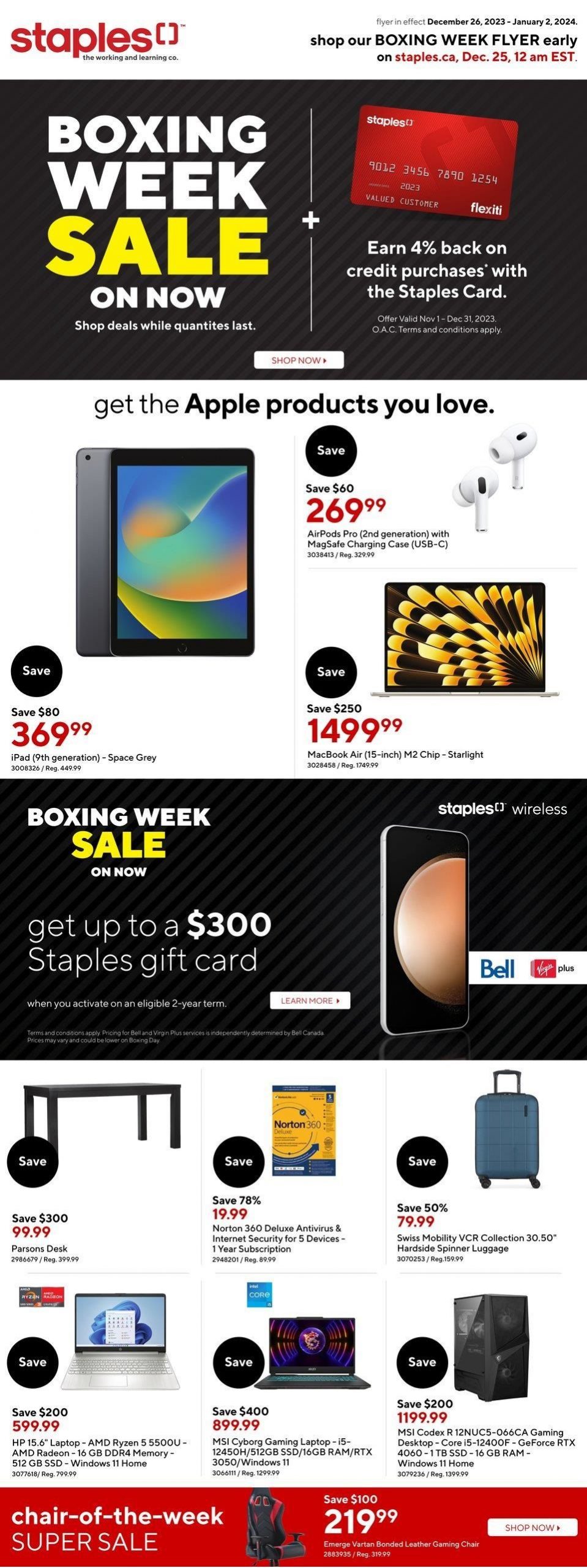 Staples 节礼周特价 12月26日 - 1月2日, 2024 - 大温本周特价